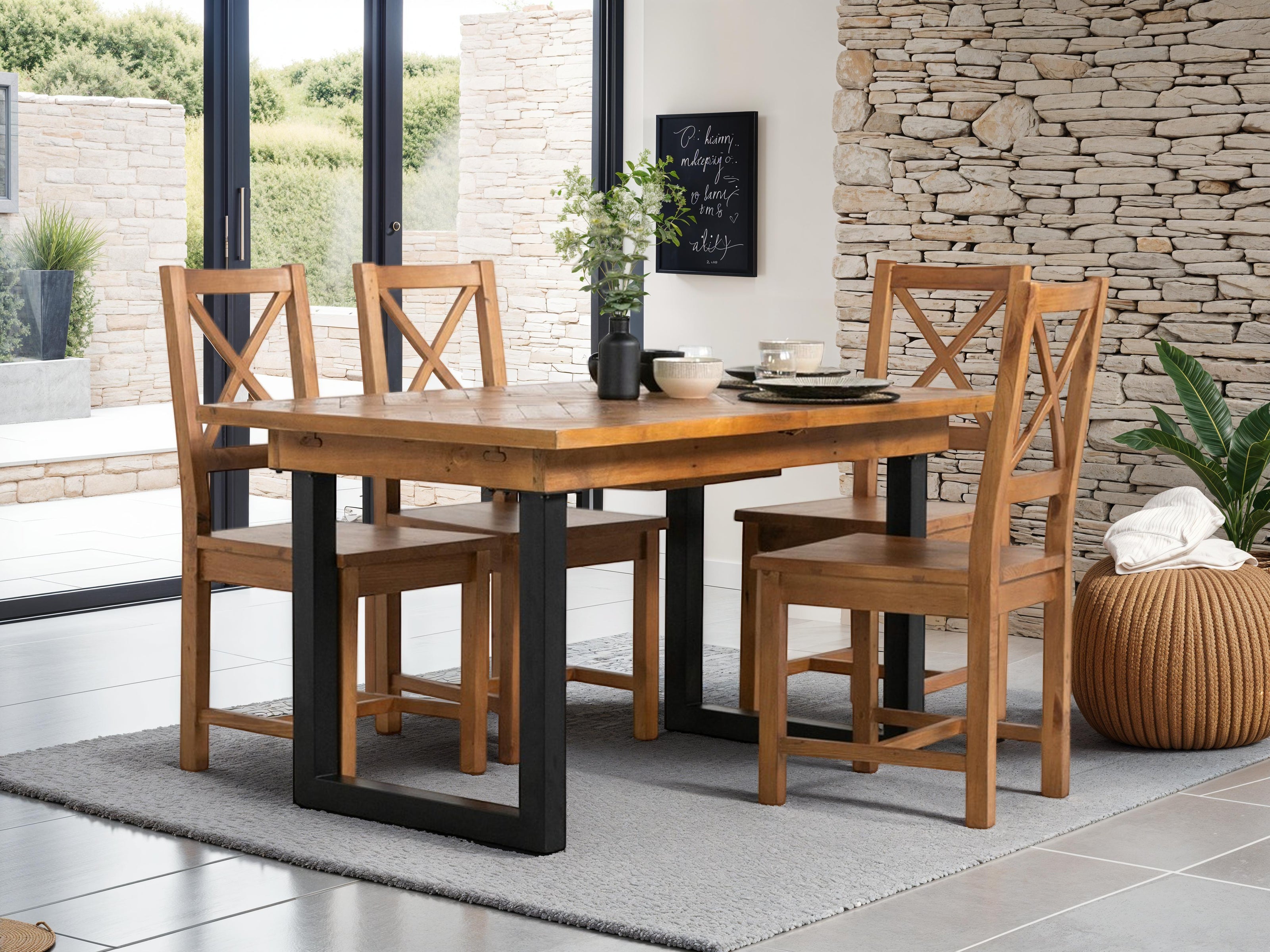 Tulsa Extendable Dining Table (140cm - 180cm) & Dining Bench