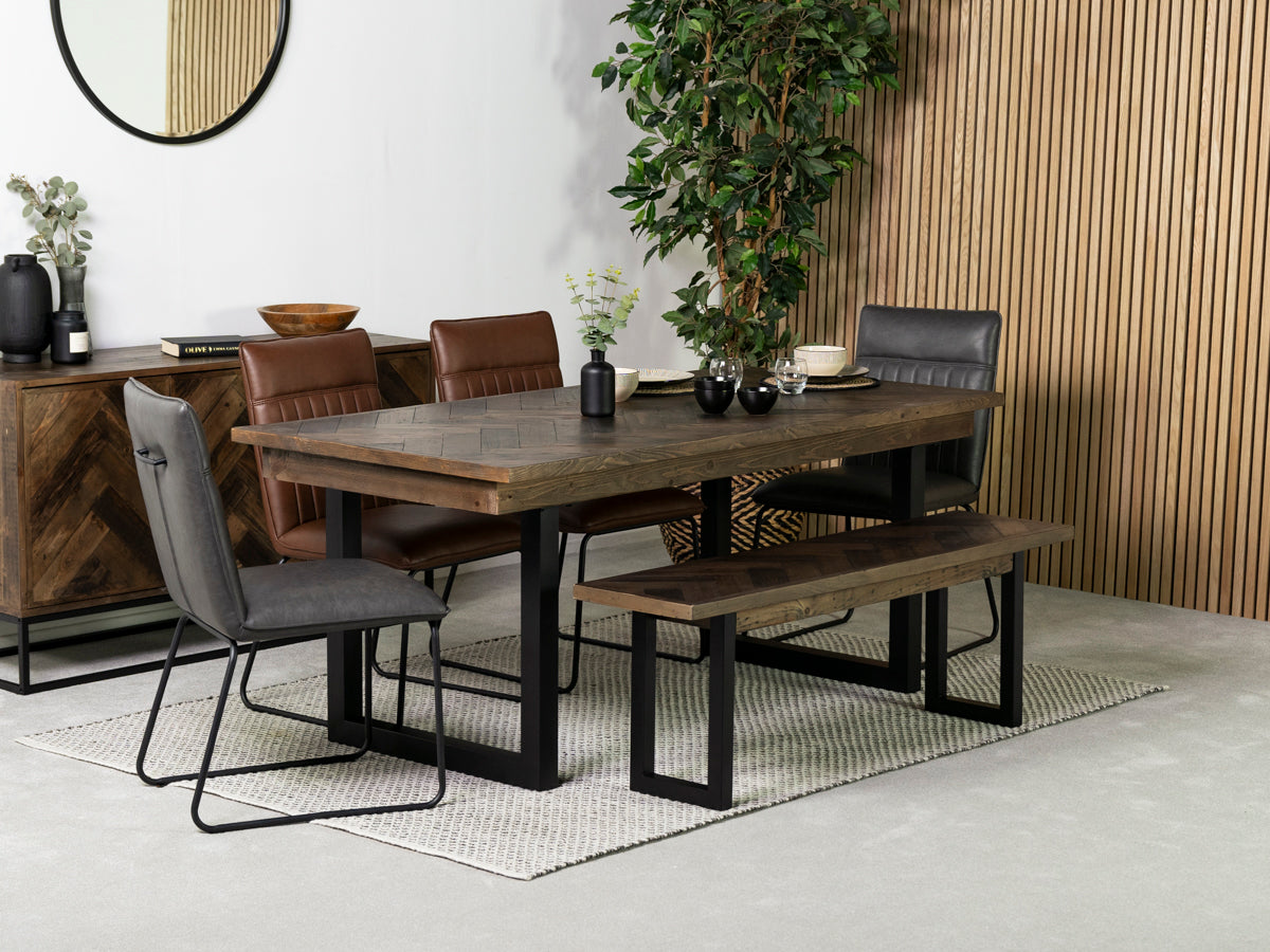 Tulsa Dark 180cm Fixed Top Dining Table & Grainger Grey Chair