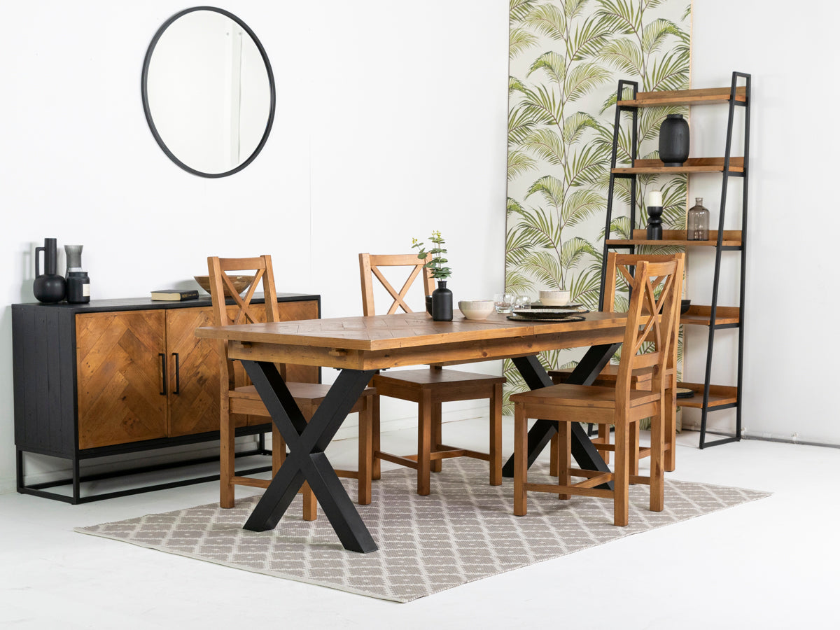 Tulsa Cross Leg Extendable Dining Table (140cm - 180cm) & Tulsa Cross