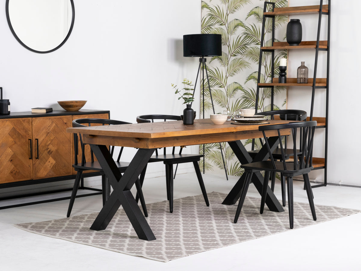 Tulsa Large Extendable Cross Leg Dining Table (180cm - 240cm) & Bogart