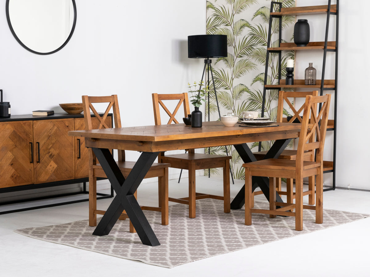 Tulsa Large Extendable Cross Leg Dining Table (180cm - 240cm) & Tulsa